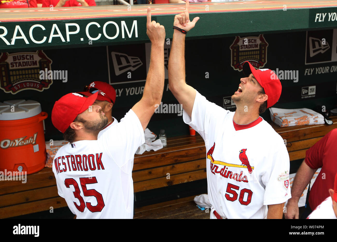 St. Louis Cardinals starting pitchers Jake Westbrook (L) and Adam ...