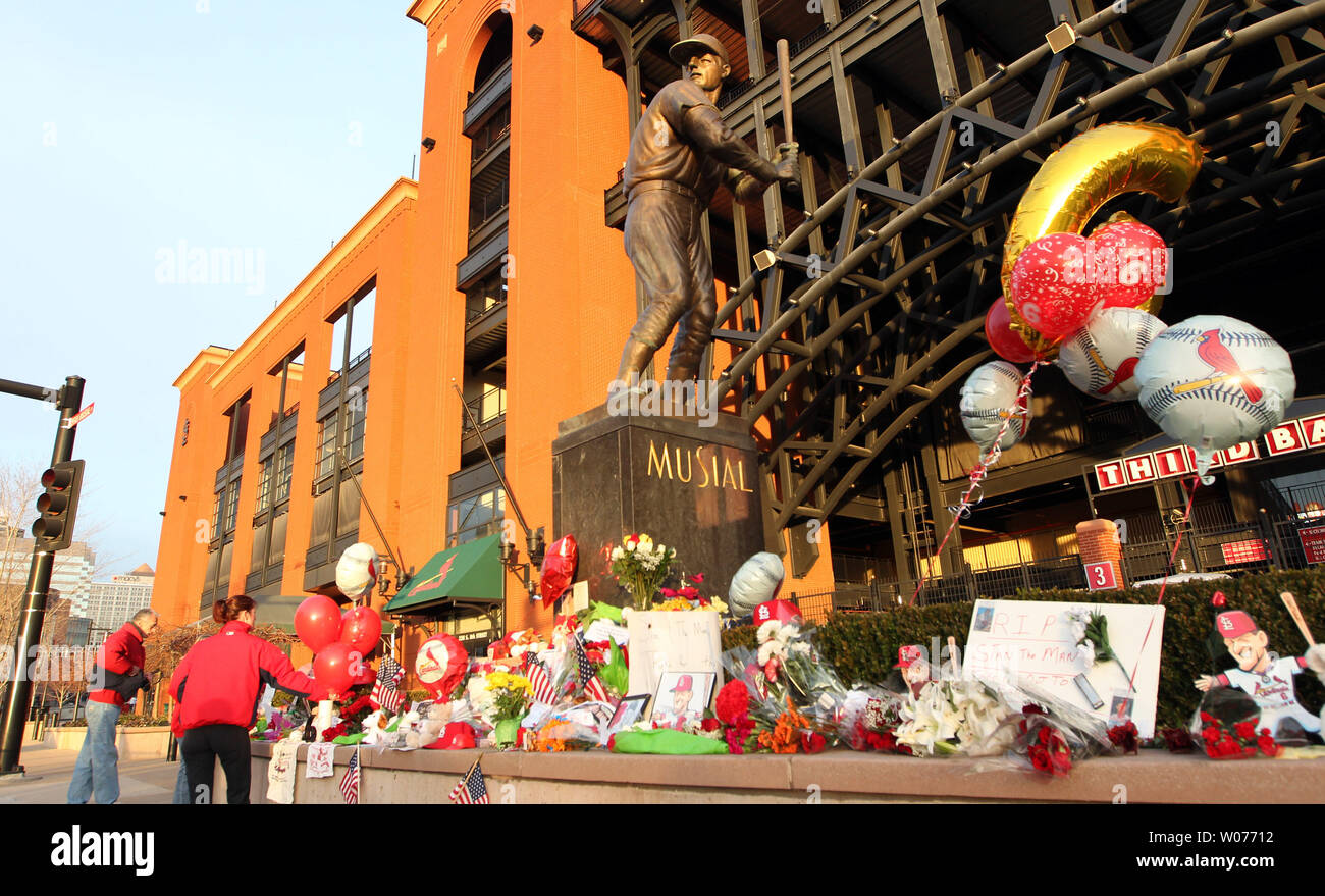 Baseball fans are leaving items of rememberence around the Stan Musial ...