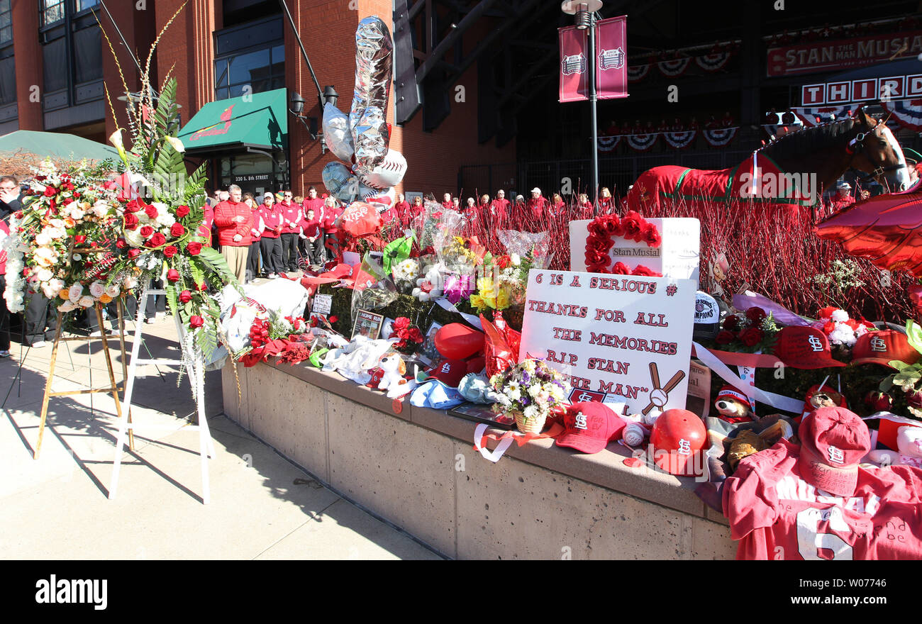 Busch Stadium ushers along with a Budweiser Clydesdale horse stand ...