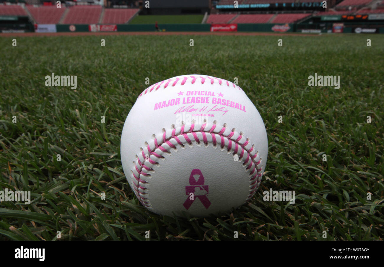 The pink baseball that will be used by Major League Baseball on Mothers ...