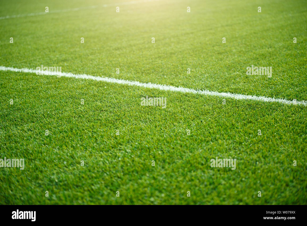 Photo of soccer field with white stripe Stock Photo - Alamy