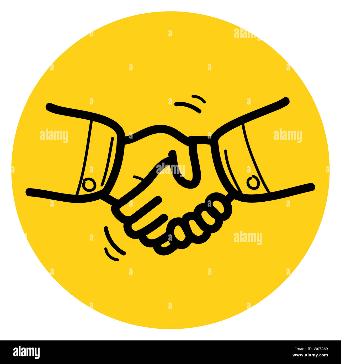 Cartoon business handshake icon. A handshake and deal between two ...