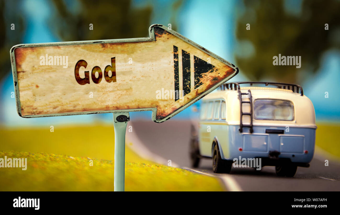 Street Sign the Direction Way to God Stock Photo - Alamy