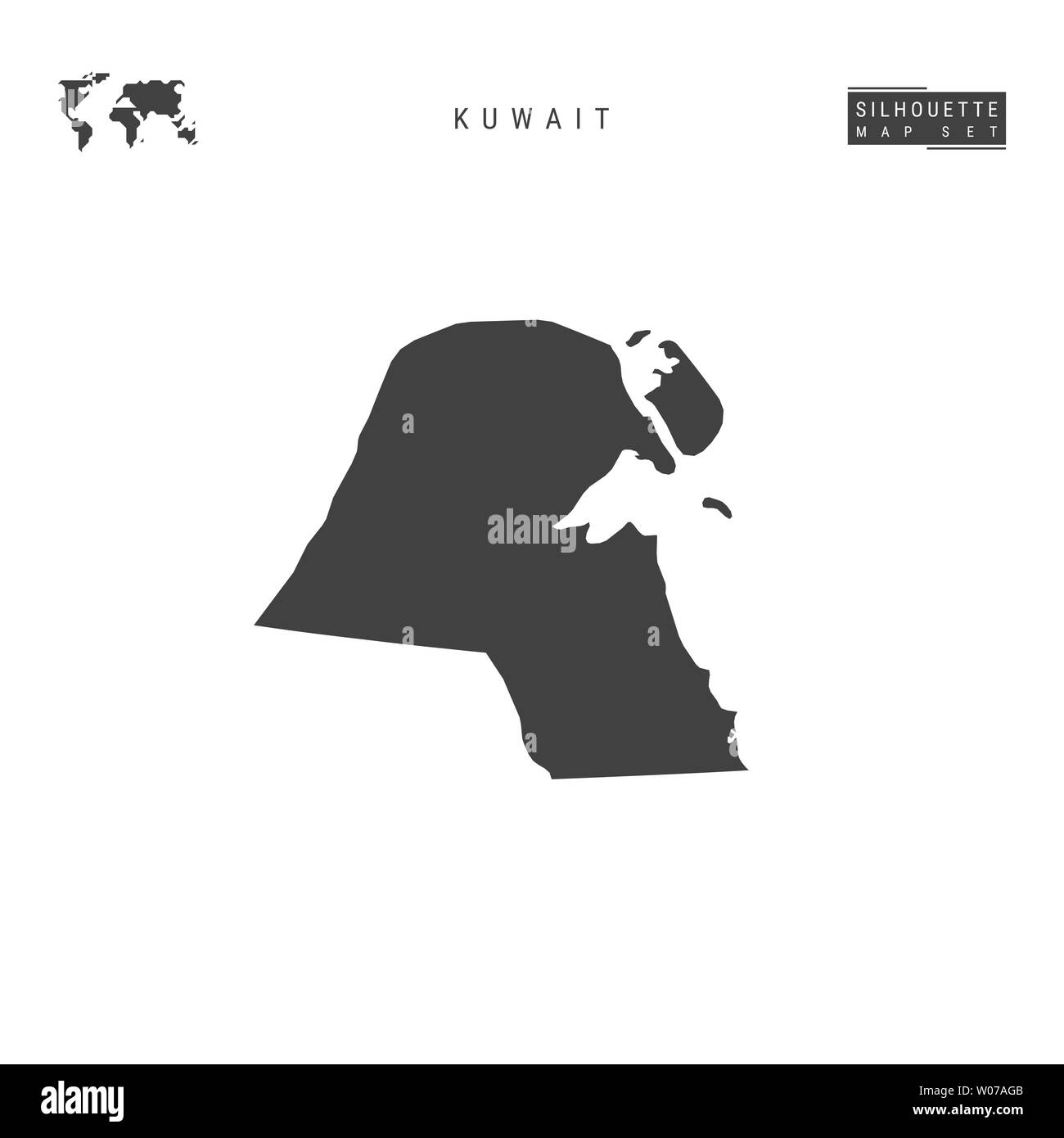 Kuwait Blank Map Isolated on White Background. High-Detailed Black ...