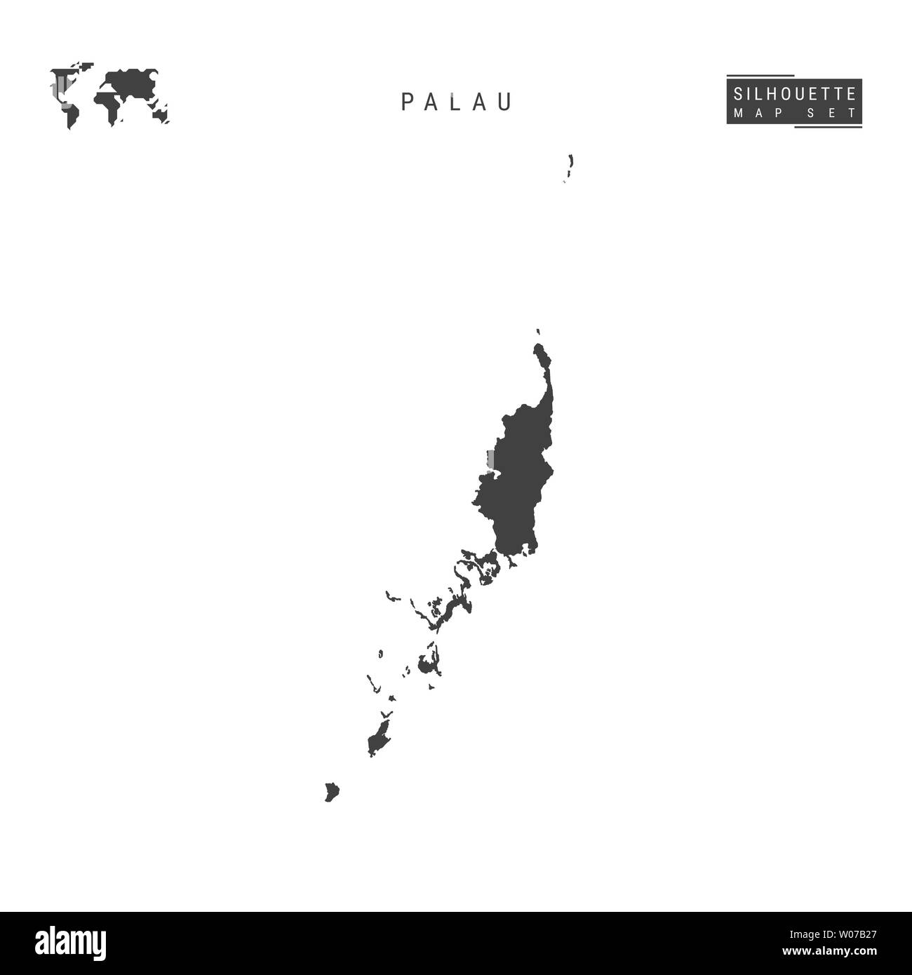 Palau Blank Map Isolated on White Background. High-Detailed Black Silhouette Map of Palau Stock ...