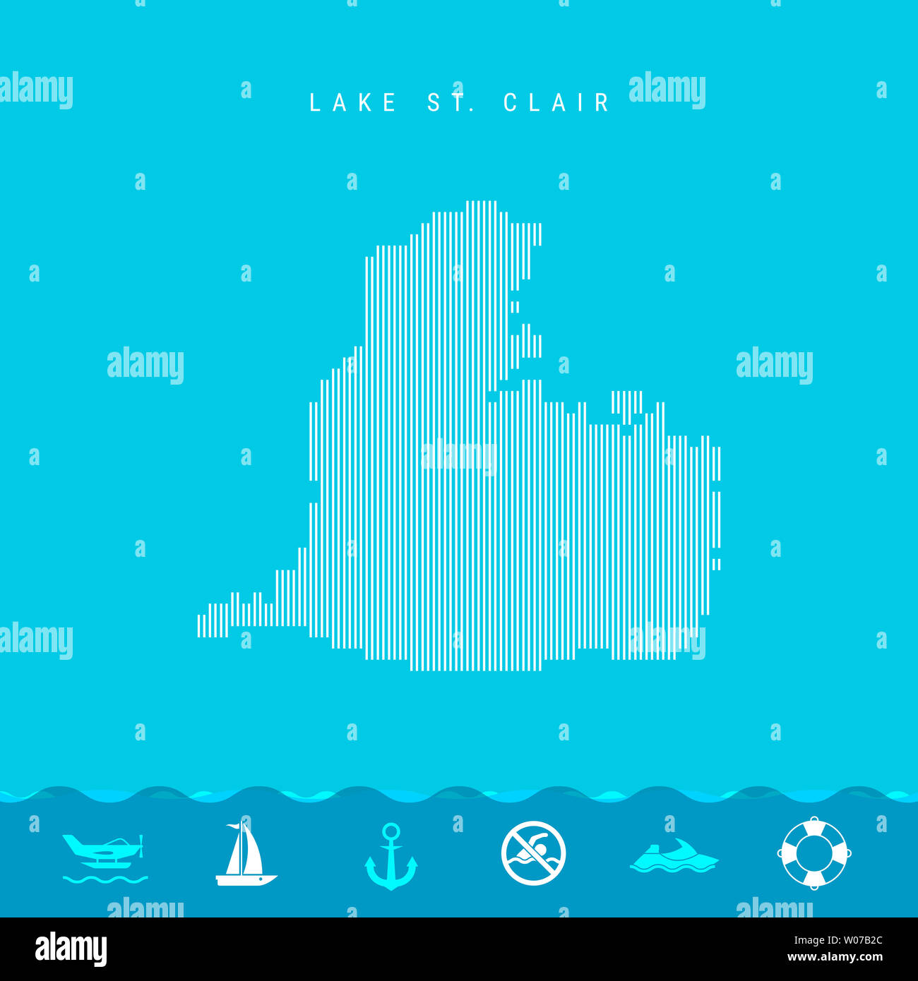Vertical Lines Pattern Map of Lake St. Clair, One of the Lakes of North ...