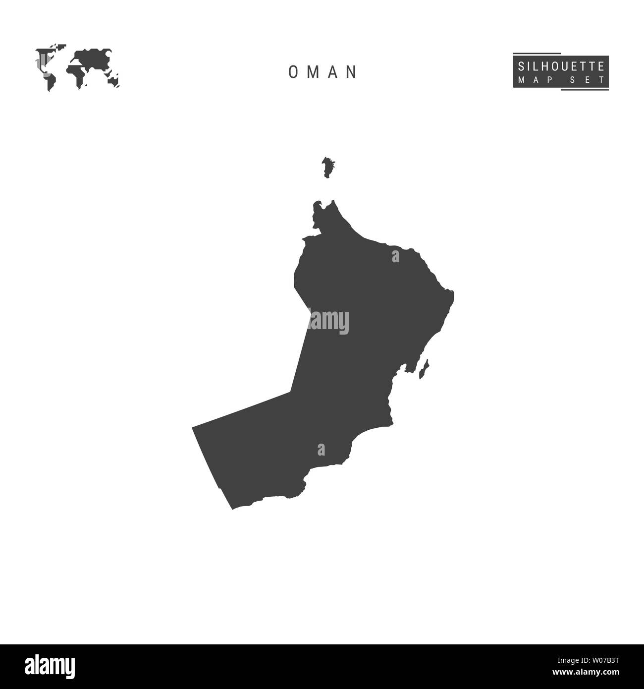 Oman Blank Map Isolated on White Background. High-Detailed Black ...