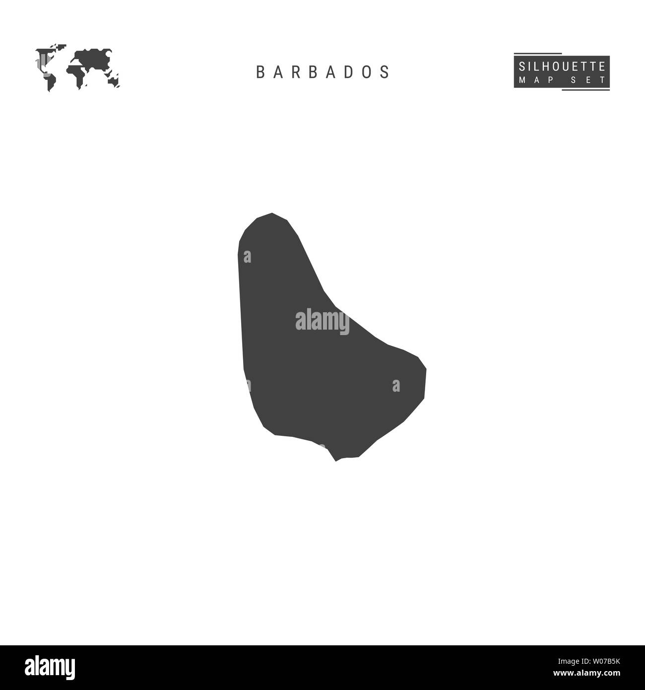 Barbados Blank Map Isolated on White Background. High-Detailed Black ...