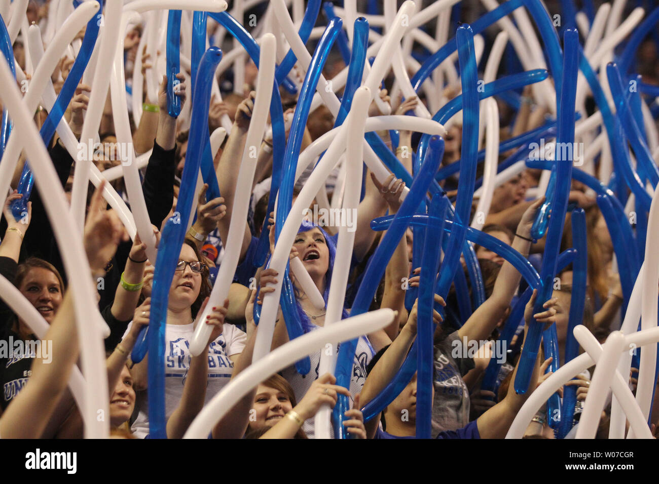 Saint Louis University students wave balloons while the 10th ranked ...