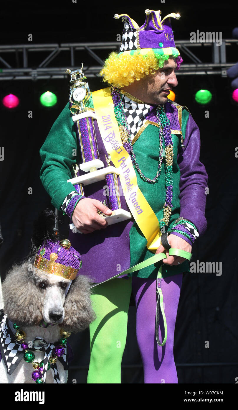 One of the winners of the best of dog contest parade across the stage ...