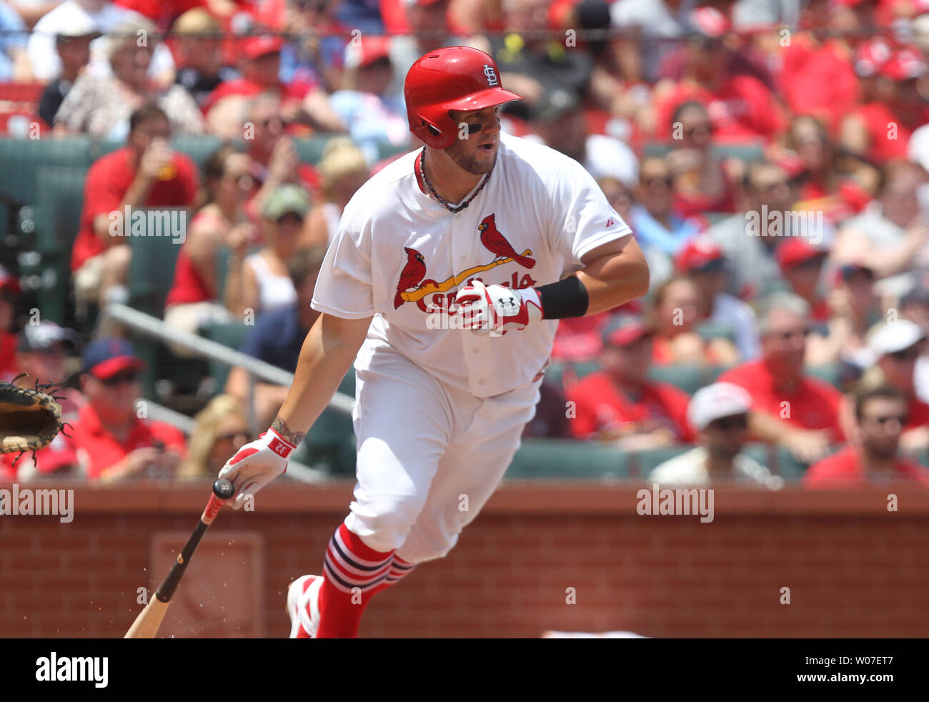 St. Louis Cardinals Matt Adams swings hitting a single in the first ...