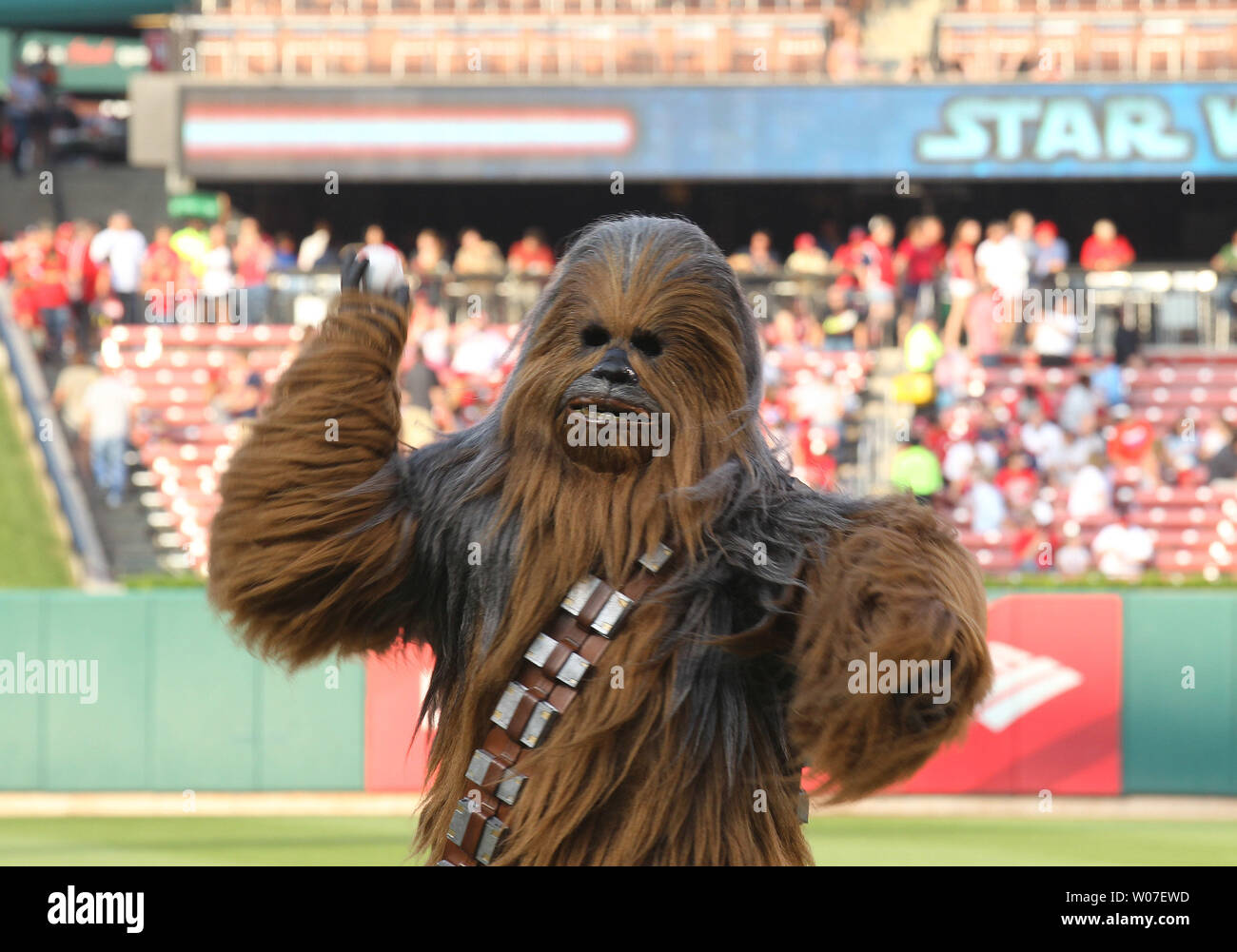 Star Wars character Chewbacca throws a ceremonial first pitch before ...