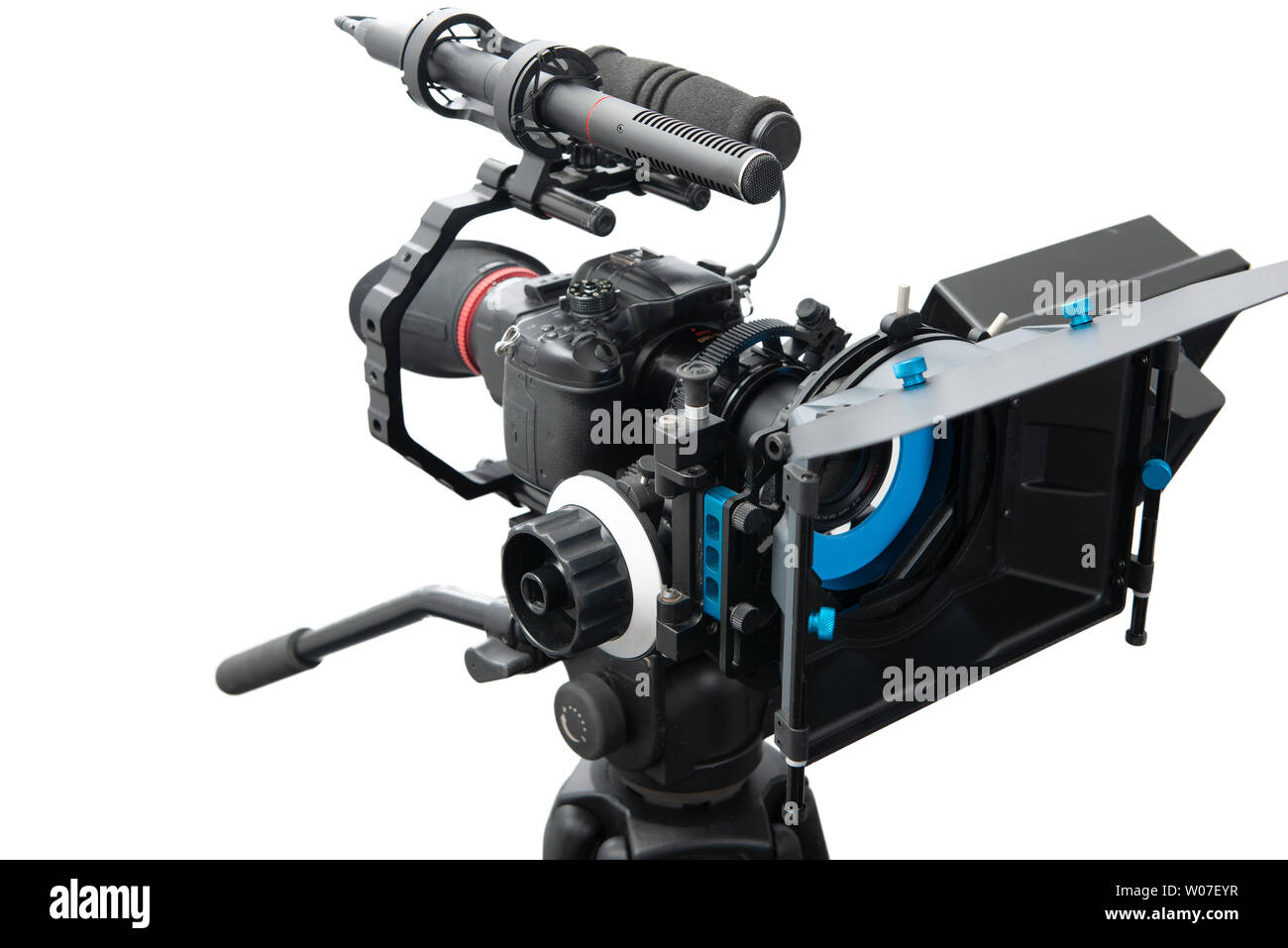 slr video camera rig isolated on the white background Stock Photo - Alamy