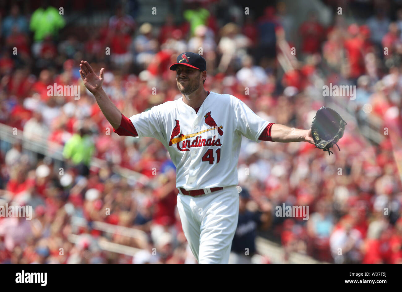 St. Louis Cardinals starting pitcher John Lackey celebrates after ...