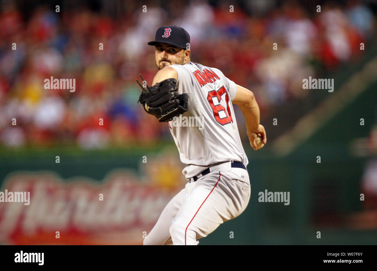 Boston Red Sox starting pitcher Brandon Workman delivers a pitch to the ...
