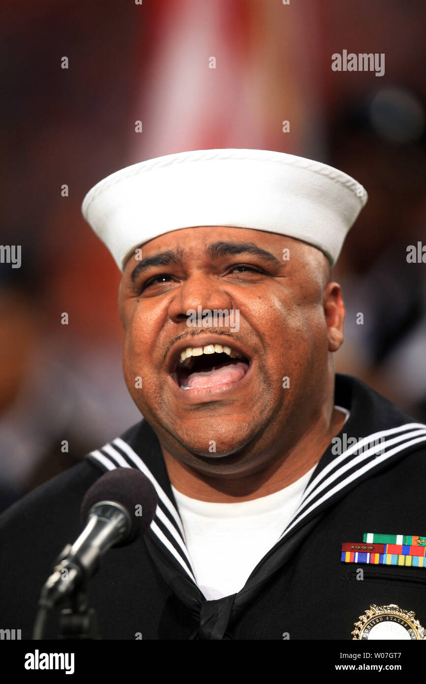 Retired Petty Officer first class Generald Wilson, sings the National ...