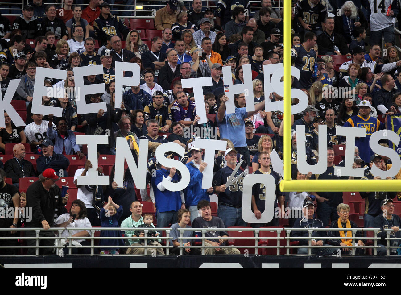 St. Louis Rams fans show their support for the team during the first ...
