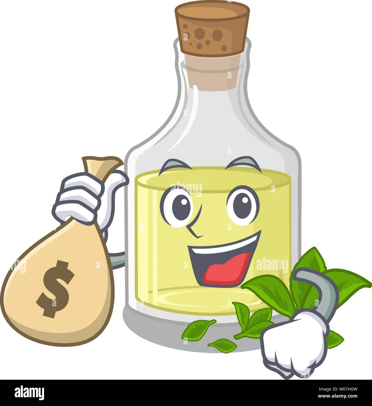 With money bag peppermint oil isolated in the cartoon Stock Vector ...