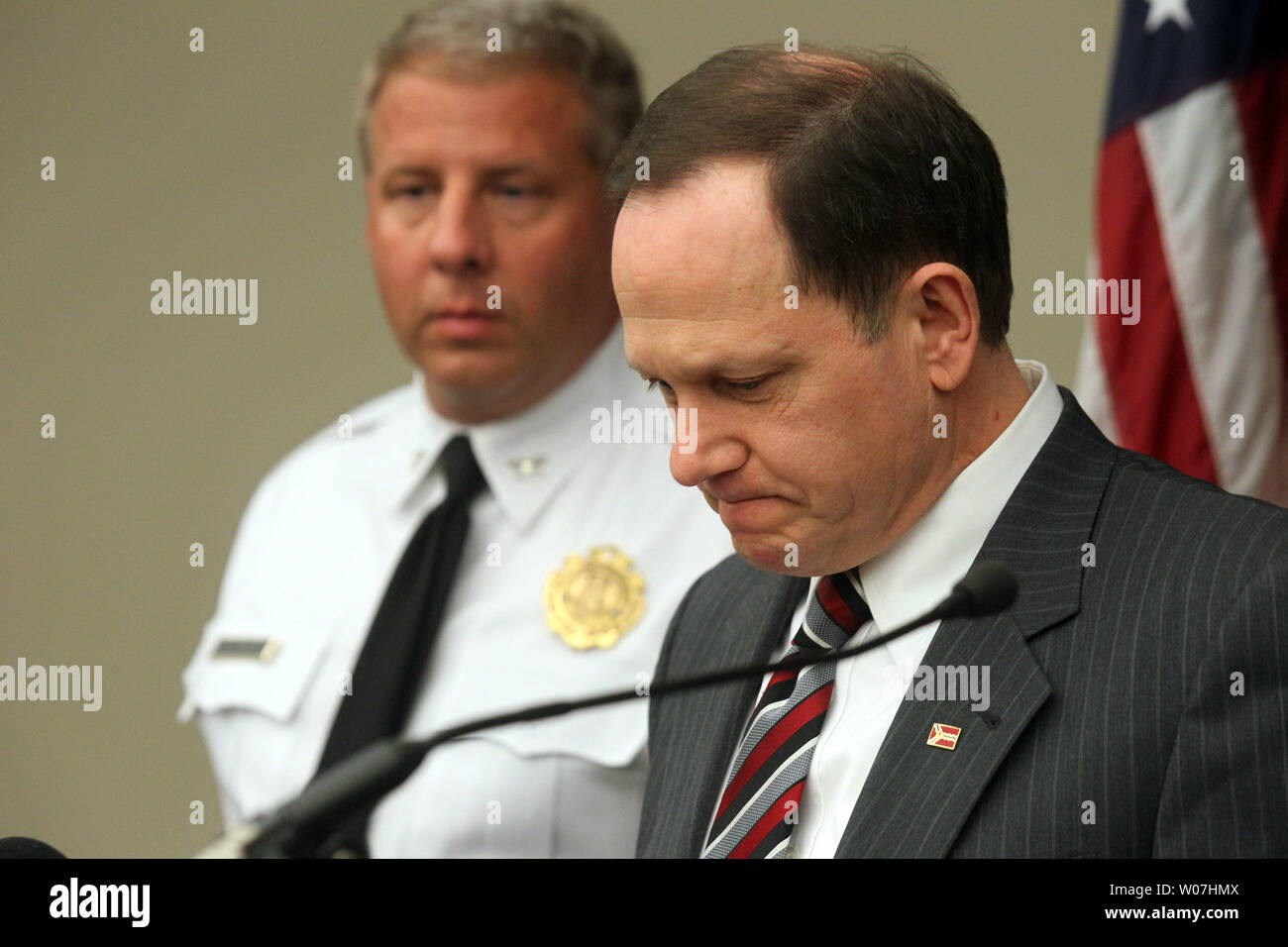 An emotional St. Louis Mayor Francis Slay makes his remarks as St ...