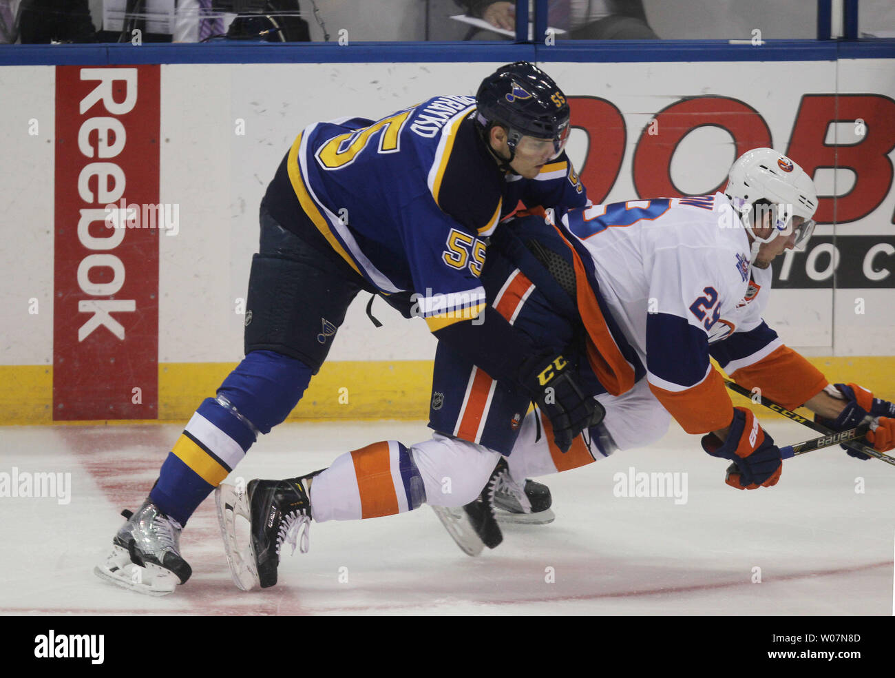 St. Louis Blues Colton Parayko gets his arms around New York Islanders ...
