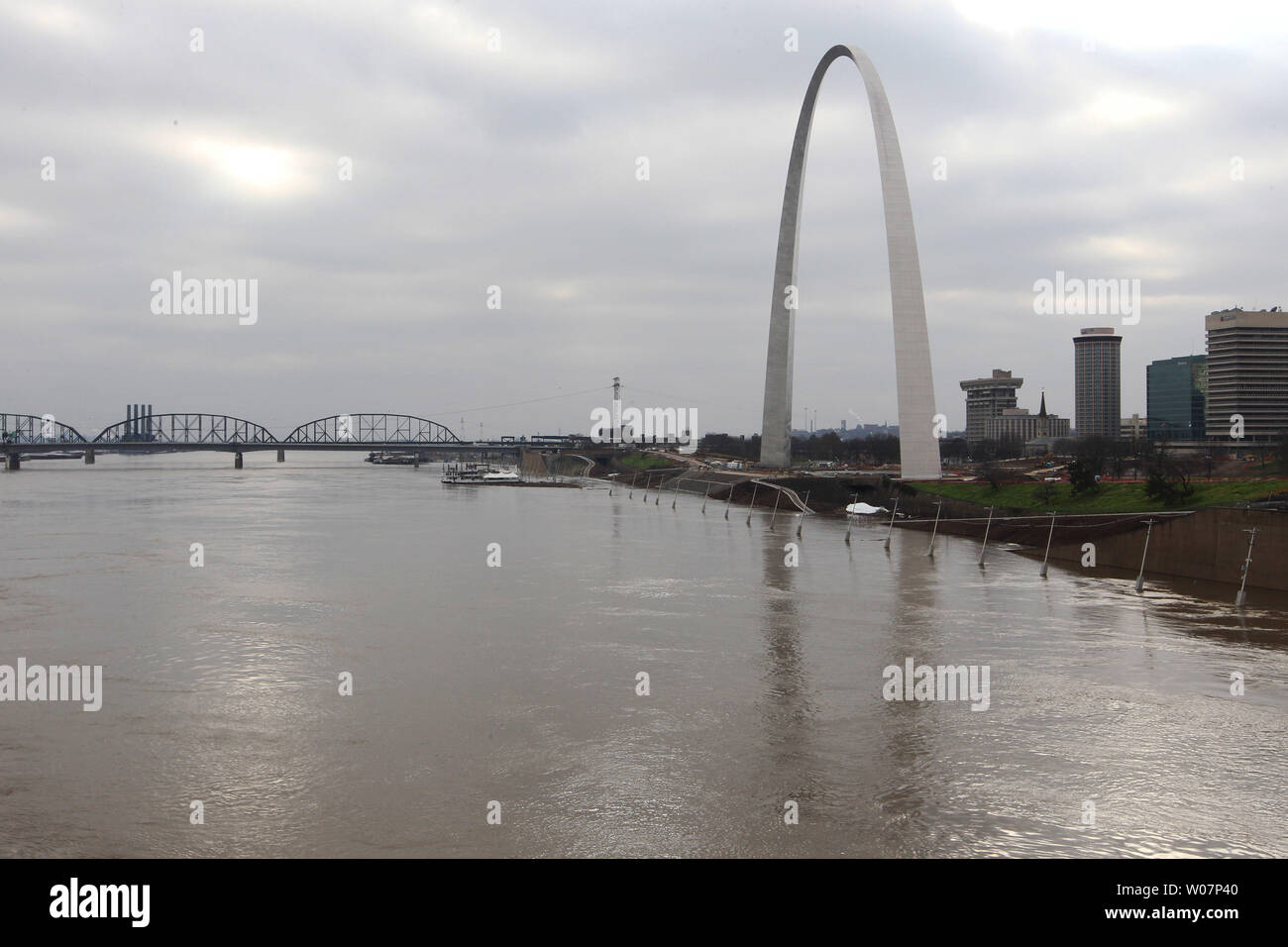 The stairway to the Gateway Arch has been devoured by near record flood ...