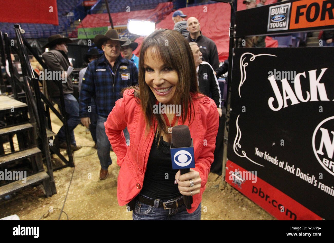 CBS Bull riding reporter Leah Garcia prepares for an interview ...