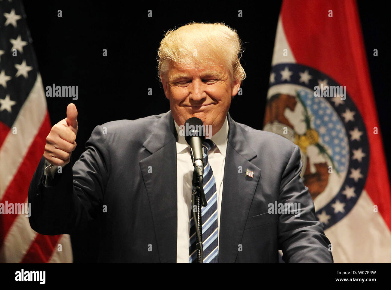 Republican Presidential candidate Donald Trump give supporters a thumbs ...