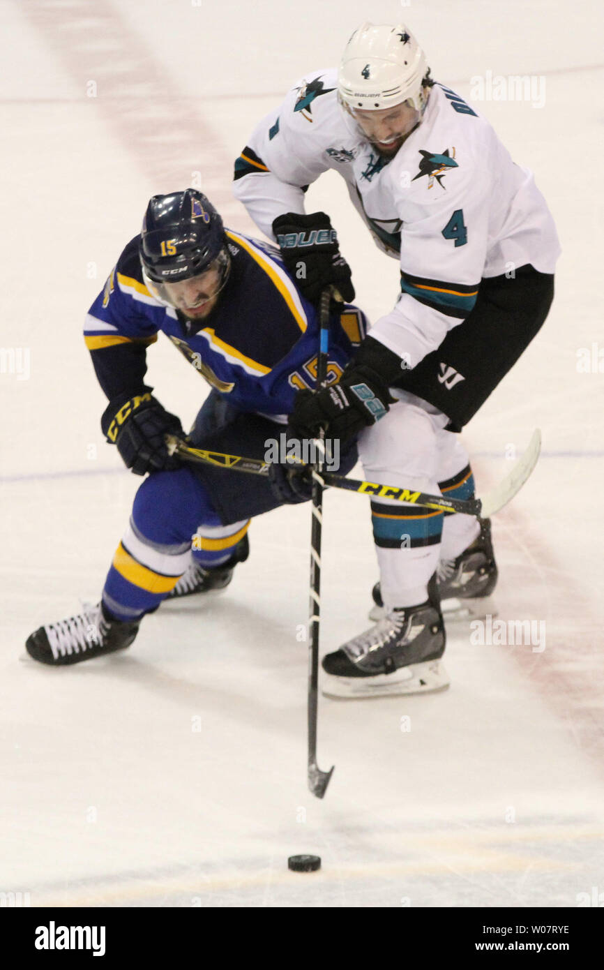 San Jose Sharks Brenden Dillon fights St. Louis Blues Robby Fabbri for ...