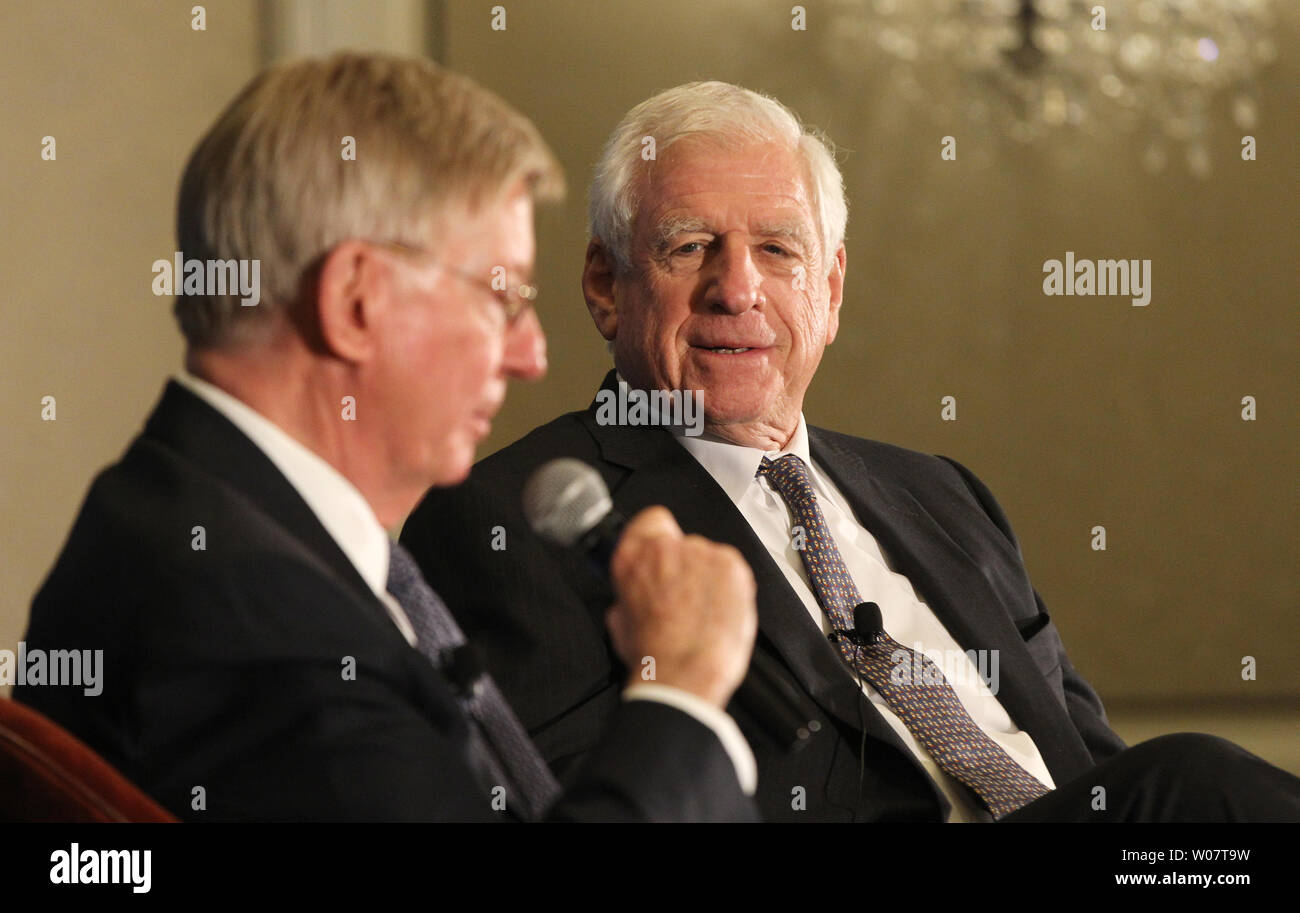 Political columinist George F. Will, has a discussion with Former U.S ...