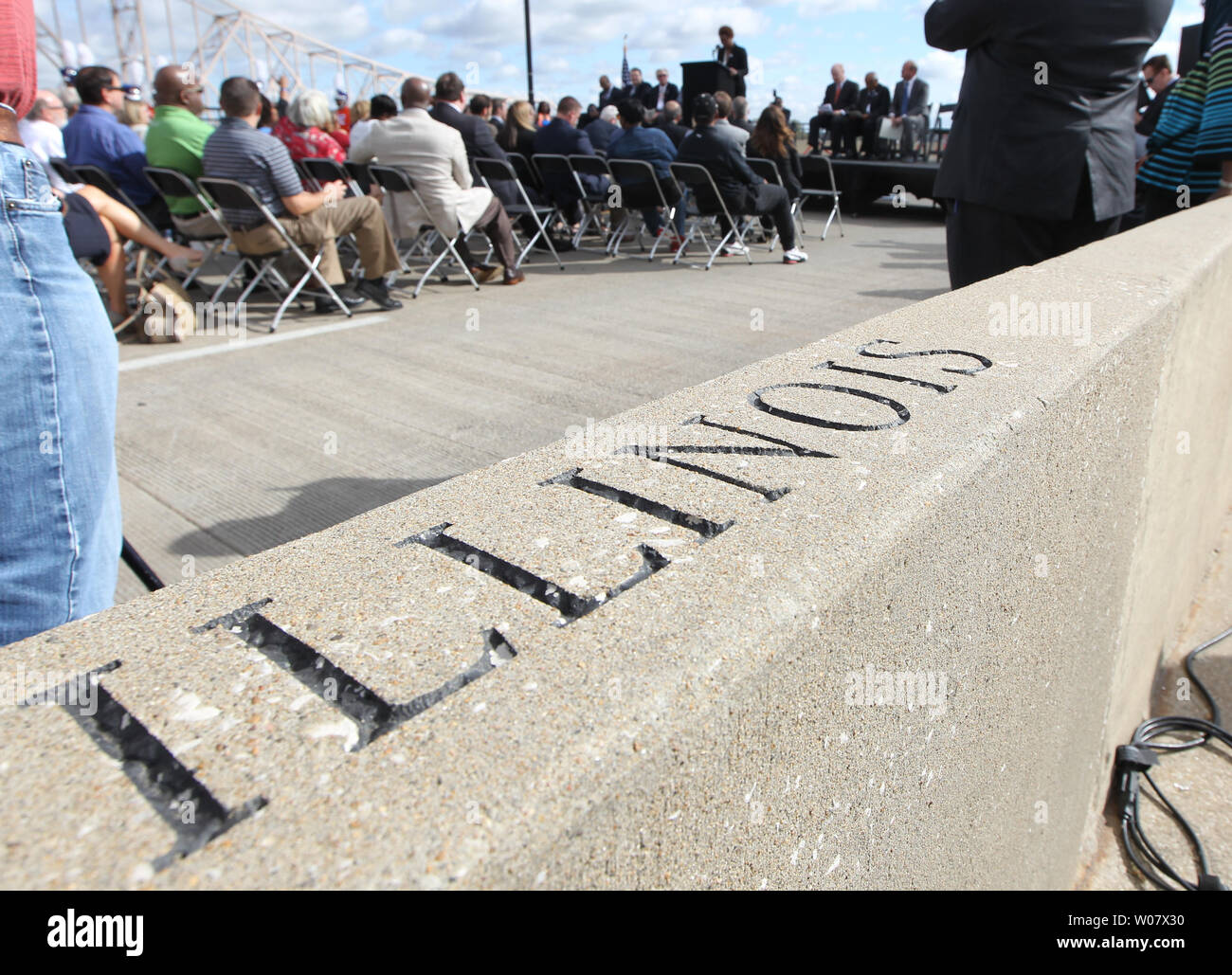 Ceremonies celebrating the rehabilitation of the Eads Bridge are held ...