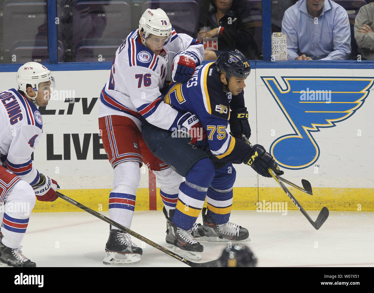 New York Rangers Brady Skjei wraps up St. Louis Blues Ryan Reeves in ...