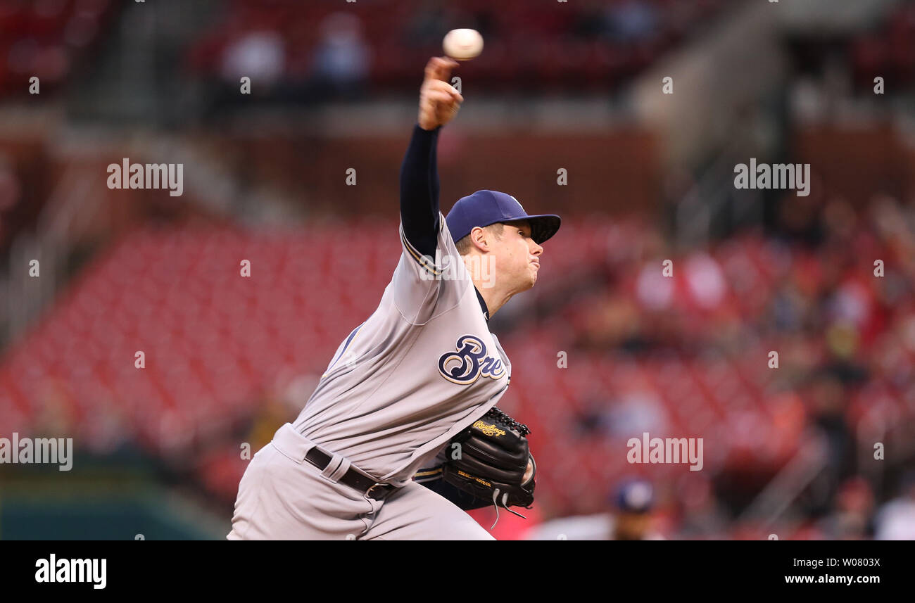 Milwaukee Brewers starting pitcher Chase Anderson delivers a pitch to ...