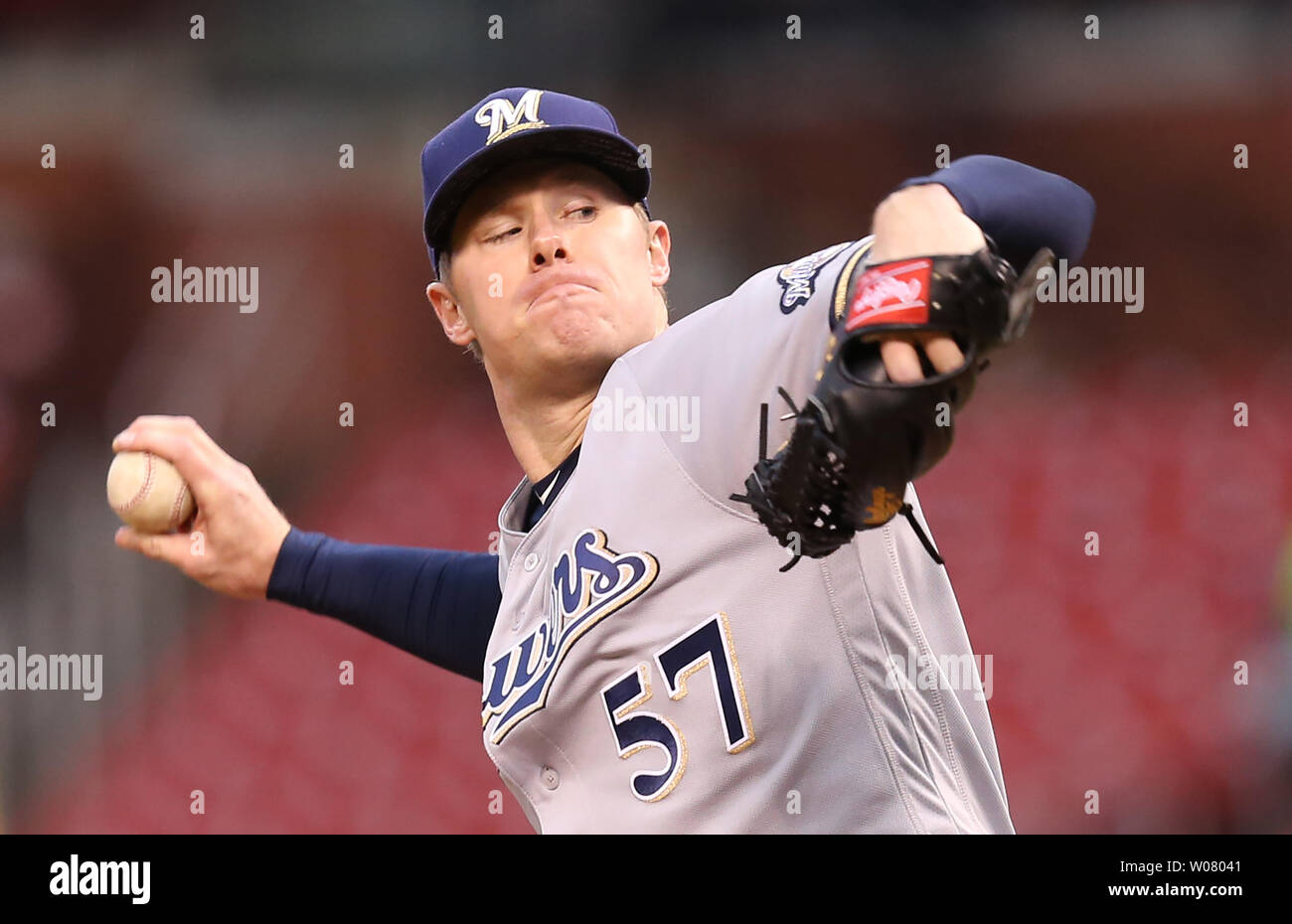 Milwaukee Brewers starting pitcher Chase Anderson delivers a pitch to ...