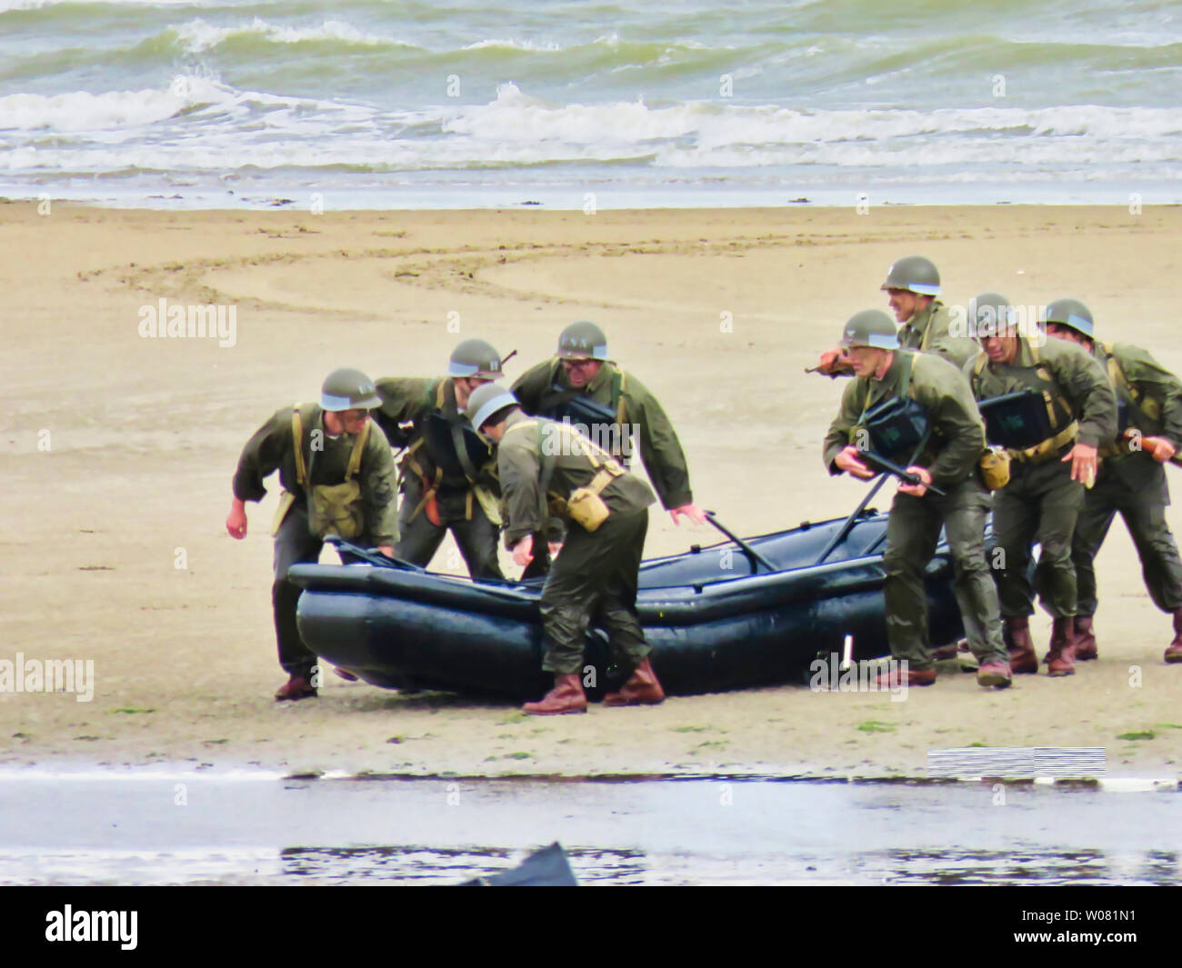 UTAH, FRANCE - June 06, 2019. Special forces men in camouflage uniforms ...