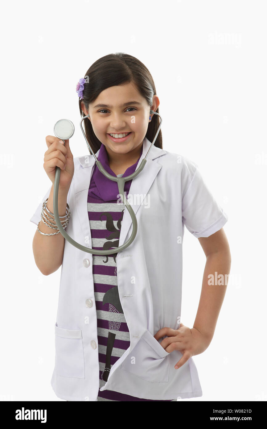 Portrait of a girl dressed as a doctor Stock Photo - Alamy