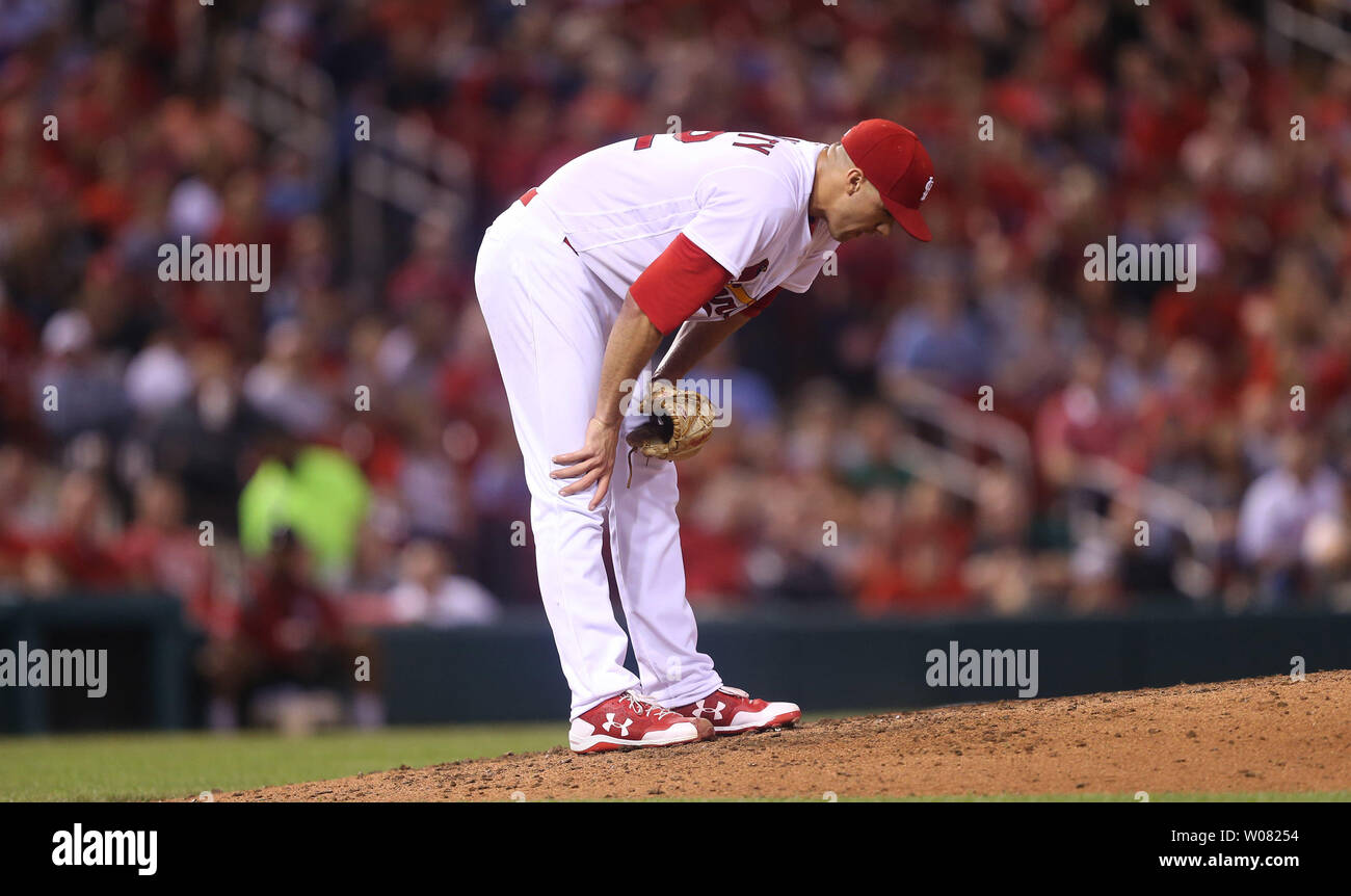 St. Louis Cardinals starting pitcher Jack Flaherty looks at the mound ...