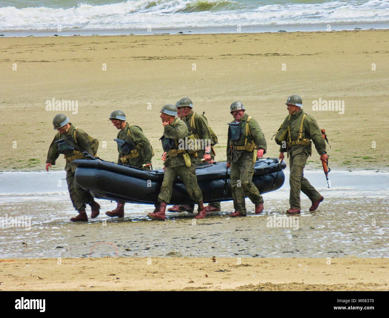 UTAH, FRANCE - June 06, 2019. Special forces men in camouflage uniforms ...