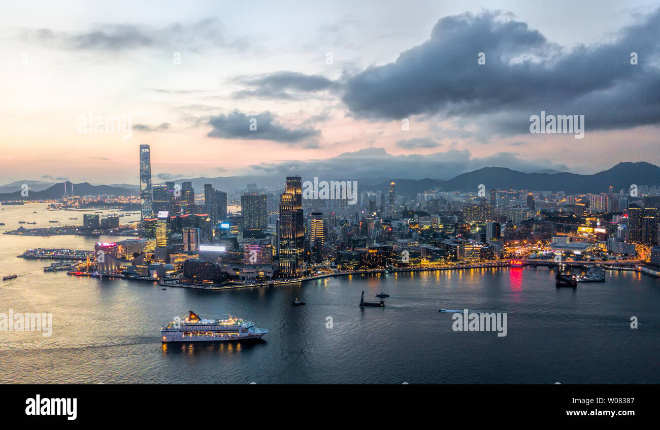 Aerial of Victoria Harbor, Hong Kong, China Stock Photo - Alamy