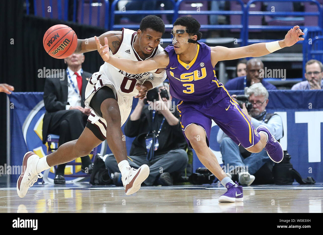 LSU's Tremont Waters tries to slow Missisippi State's Nick Weatherspoon ...
