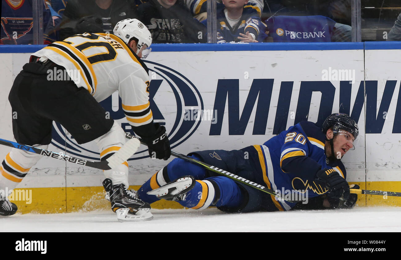 Boston Bruins Riley Nash takes down St. Louis Blues Alexander Steen ...