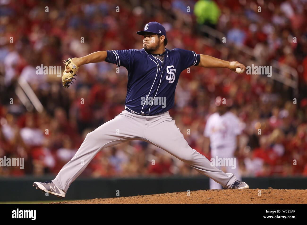 San Diego Padres pitcher Jose Castillo delivers a pitch to the St ...
