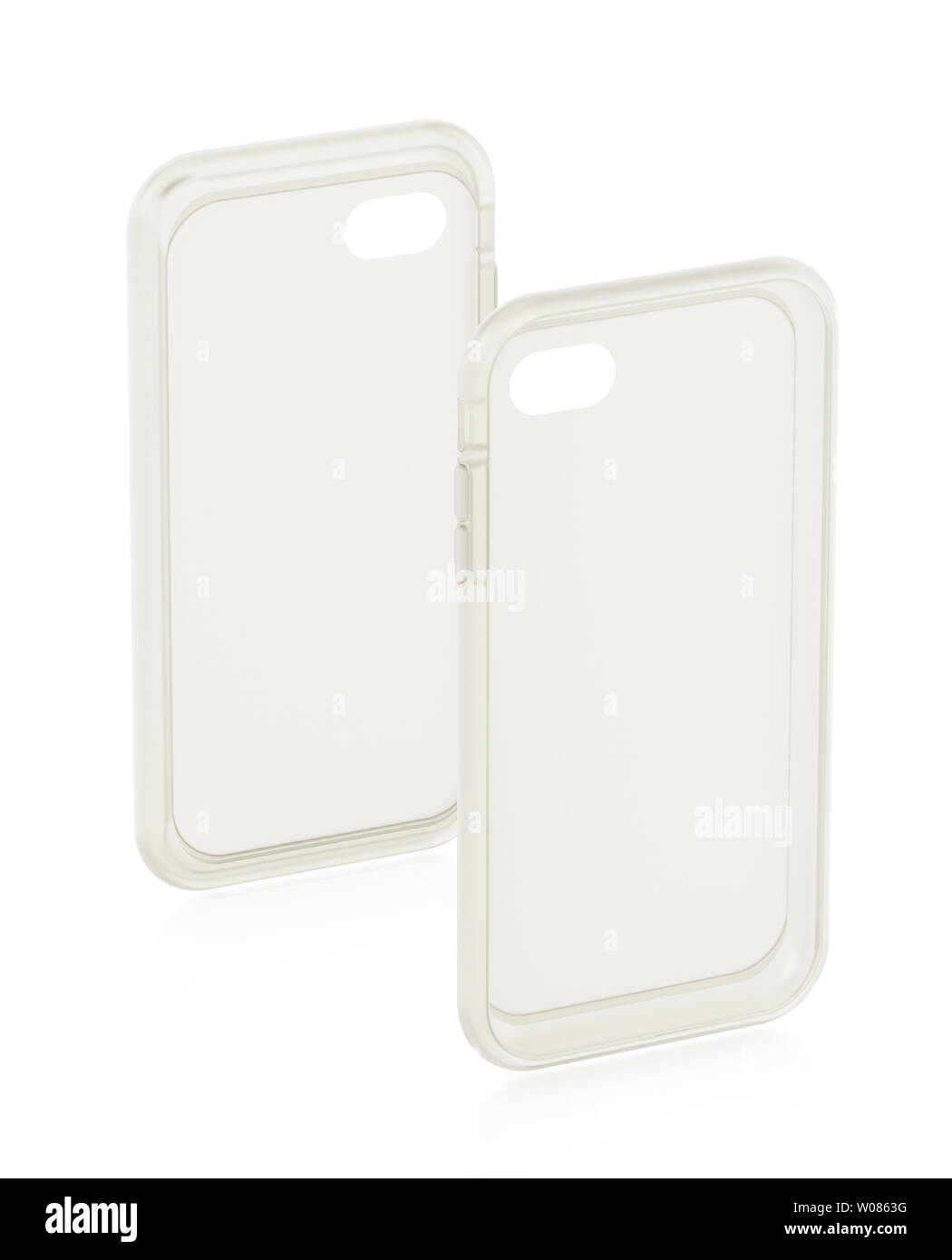 Transparent silicone smartphone covers isolated on white background. 3D ...