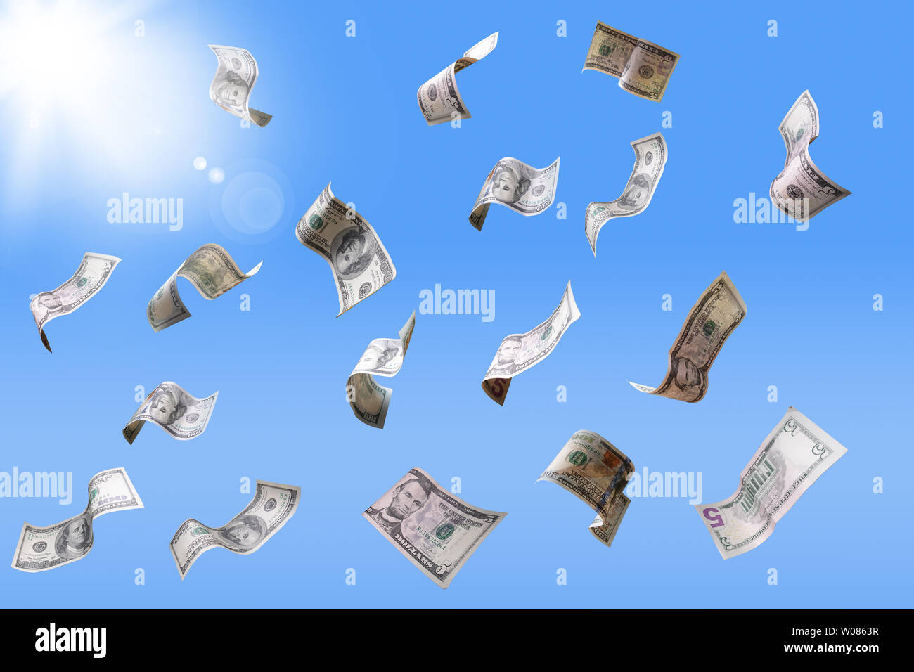 Floating dollar bills Stock Photo - Alamy