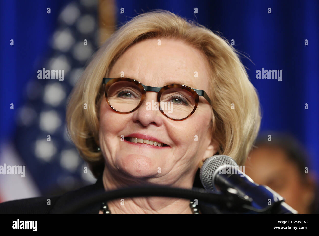 U.S. Senator Claire McCaskill smiles to supporters before conceding her ...