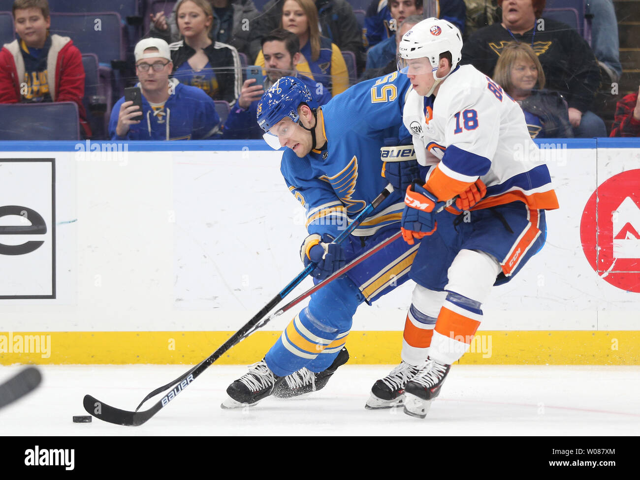 St. Louis Blues Colton Parayko battles New York Islanders Anthony ...