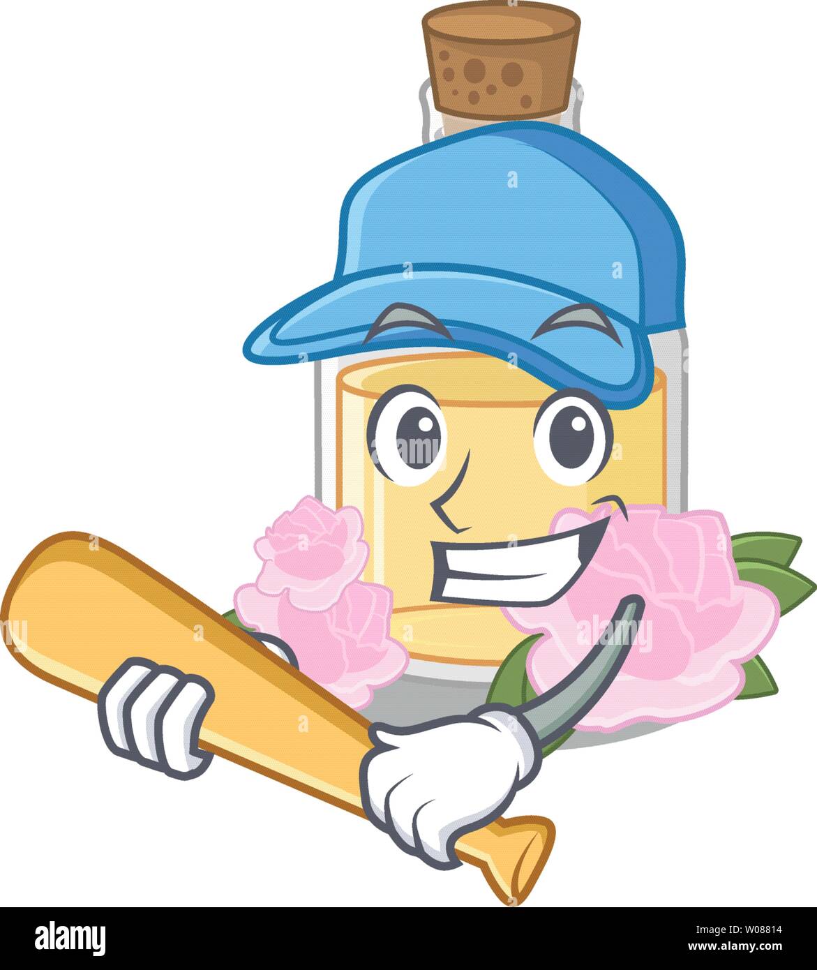 Playing baseball rose oil stored character the glass Stock Vector Image ...