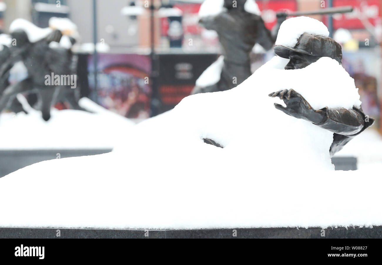 The statue of National Baseball Hall of Fame member Enos Slaughter ...