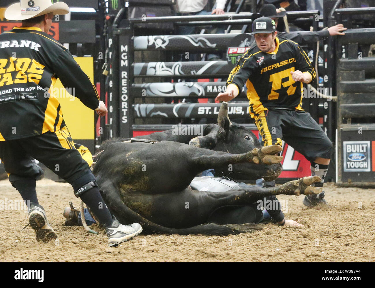 Professional Bull Fighters rush in to remove Cartman the bull off of ...