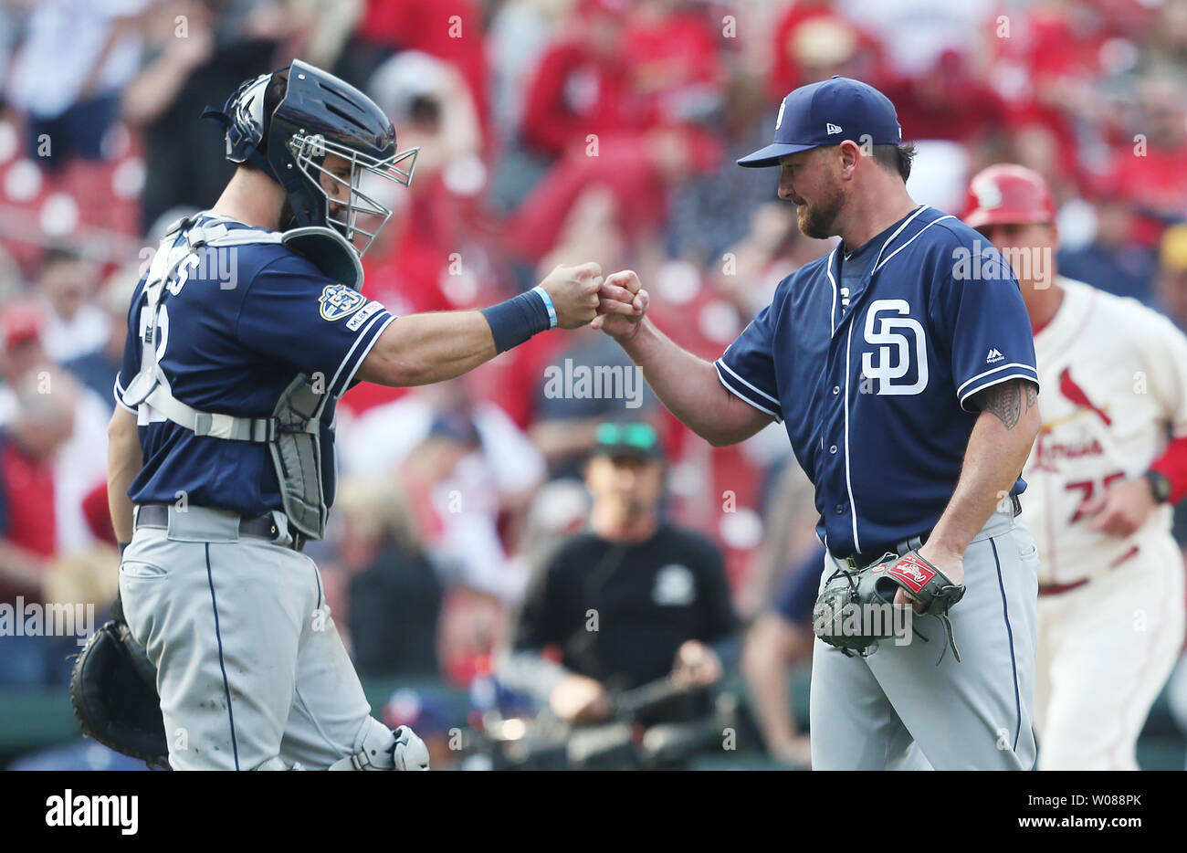 San Diego Padres pitcher Kirby Yates and catcher Austin Hedges ...