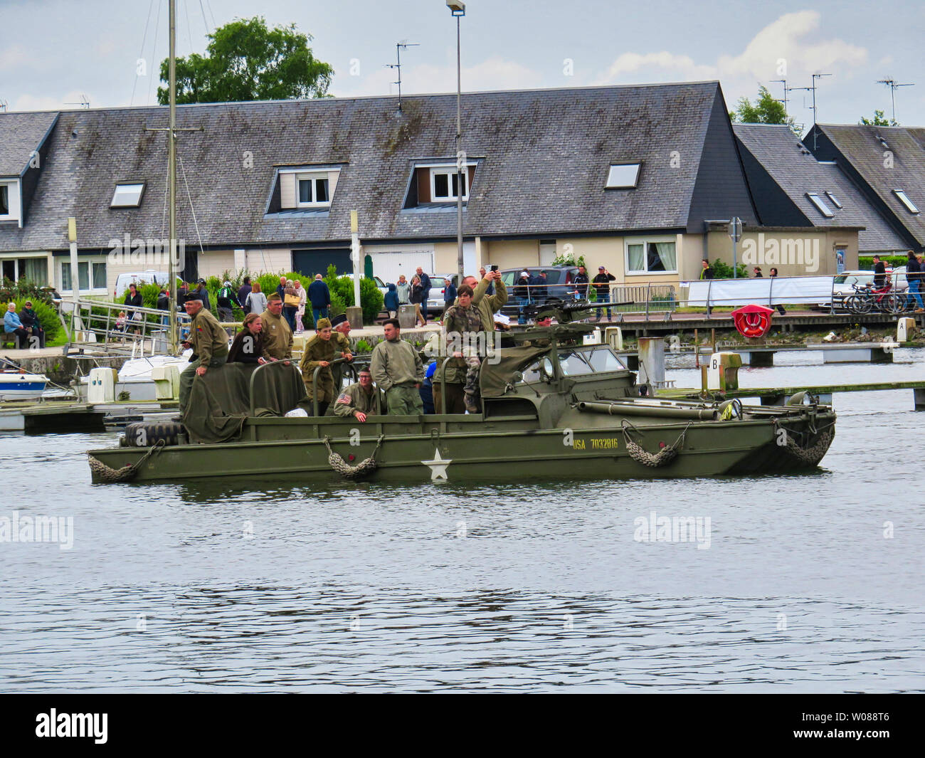 CARENTAN, FRANCE - June 06, 2019. Special forces men in camouflage ...